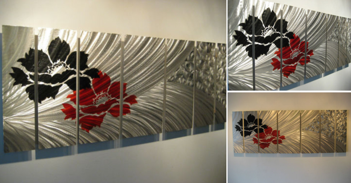 " Metal 2 Flowers " prachtig 7 luik Metal Art