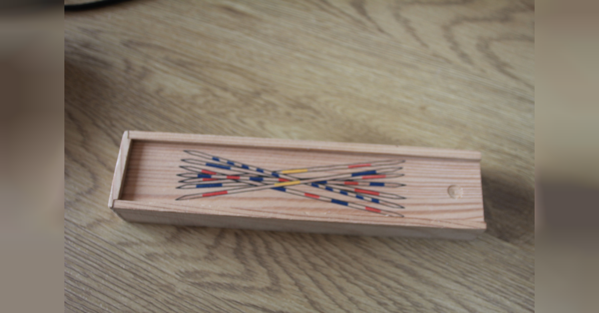 Mikado in houten doosje + beschrijving