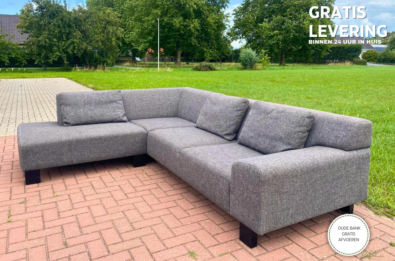 Moderne Grijze Hoekbank-Diepe Zit & Luxe Comfort-Gratis Levering