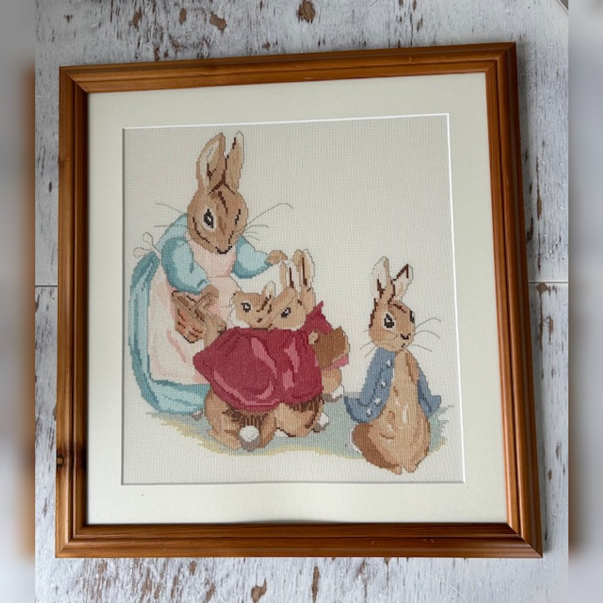 PETER RABBIT van BEATRIX POTTER.....borduurwerk in lijst.