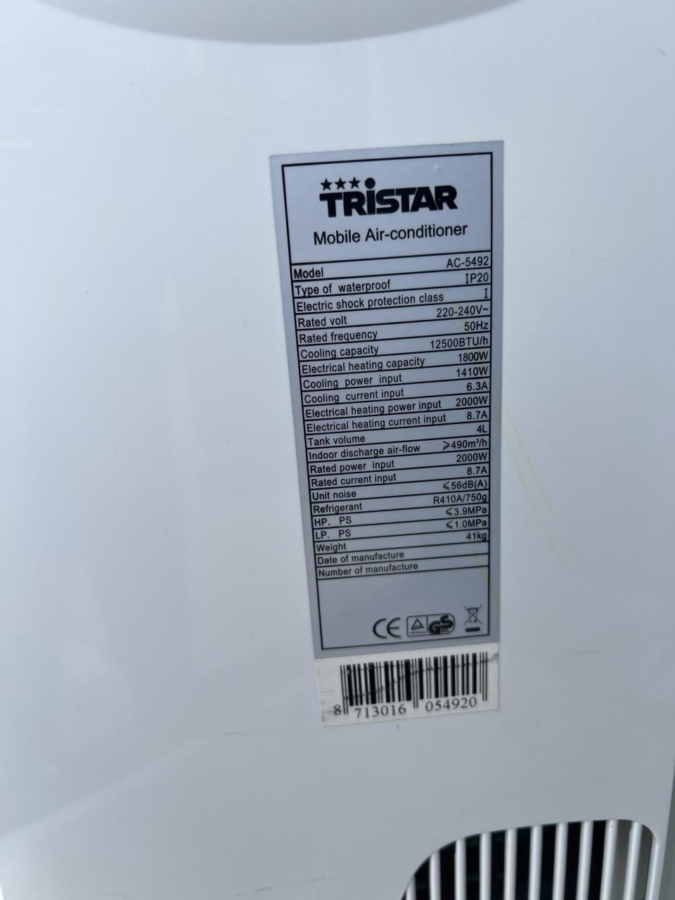 Te koop zo goped als nieuwe mobiele airco conditioner, van het merk Tristar