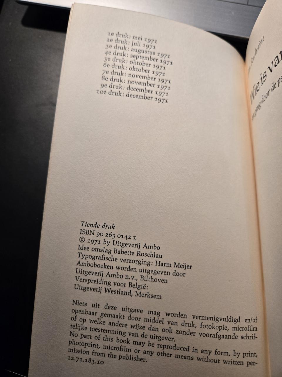Boek: "Wie is van hout..." 10e druk 1971